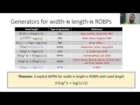 Better Pseudodistributions and Derandomization for Space-Bounded Computation - YouTube