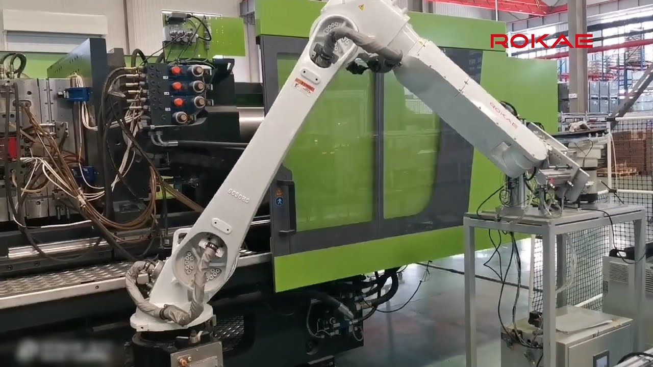 Injection Molding Machine Unloading with a ROKAE Robot #industrial # ...