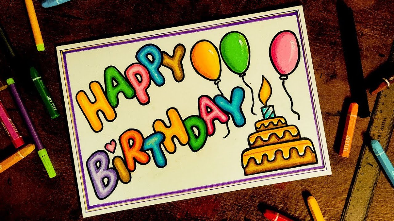 Birthday Card Drawing | Birthday Drawing | How to Make Birthday Card ...