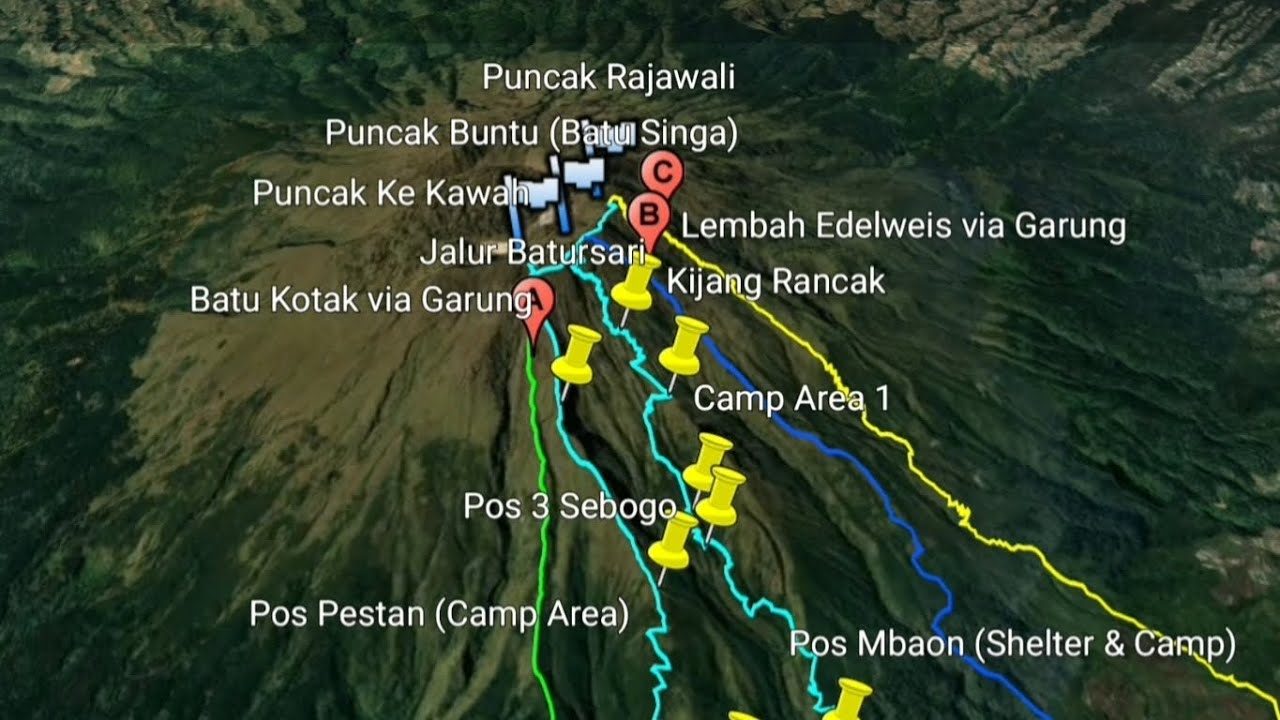 Sumbing via Garung track GPS KML gpx - YouTube