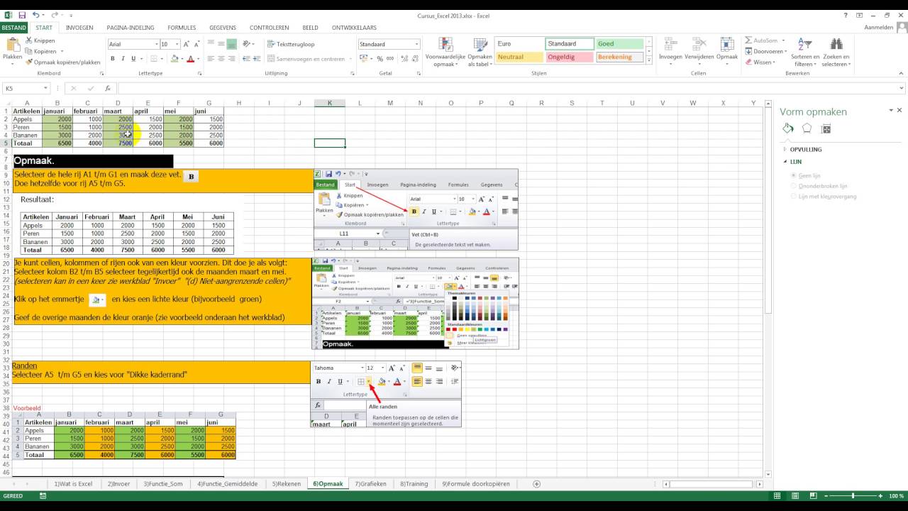opmaak tabel Excel cursus - YouTube