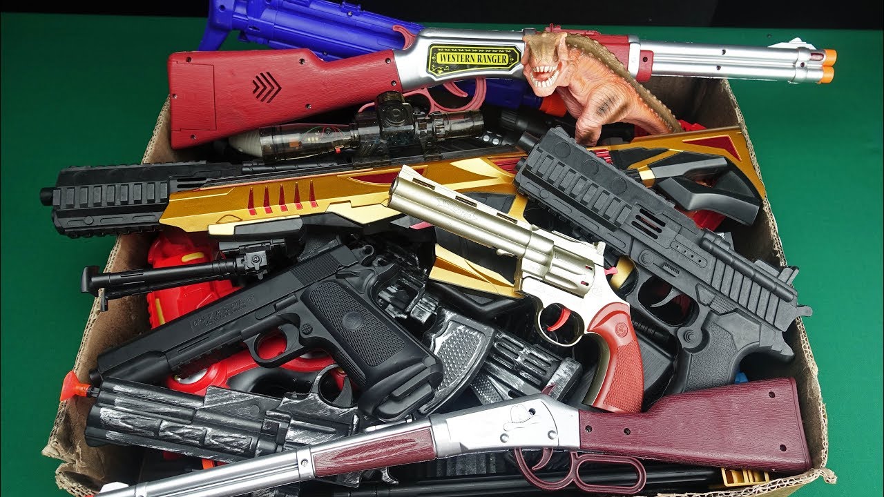 Box With Toy Guns Toys !! Toy Rifle - Pistol and Machine Gun Toys - YouTube