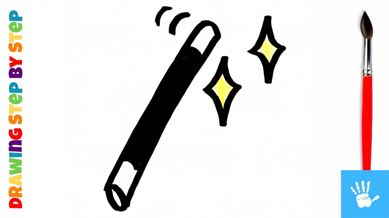 How To Draw a Cute Magic Wand for Children - YouTube