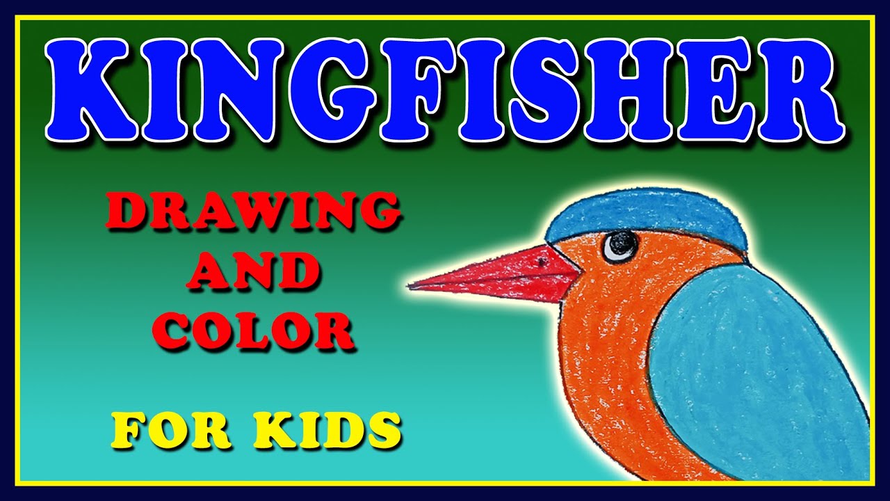 Kingfisher Drawing And Color || Kingfisher Drawing For Kids || Simple ...