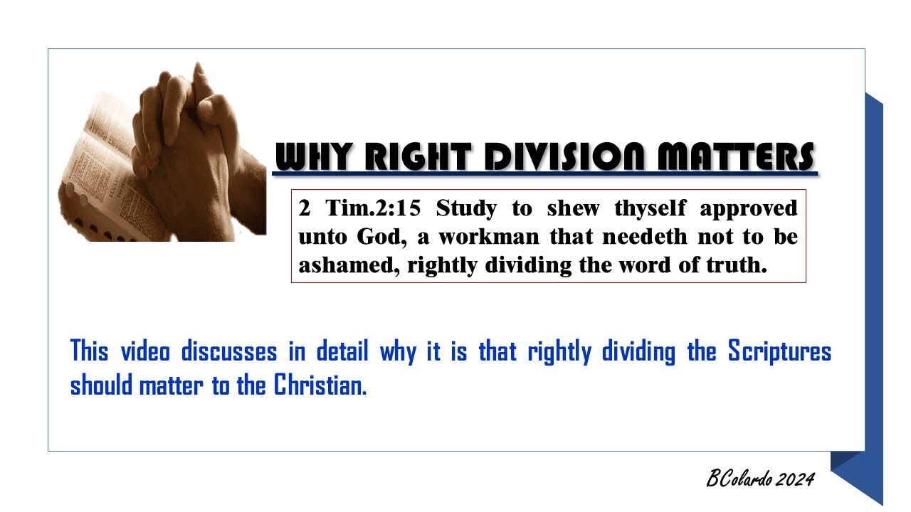 WHY RIGHT DIVISION MATTERS #6 (Covenant or Testament?) - YouTube