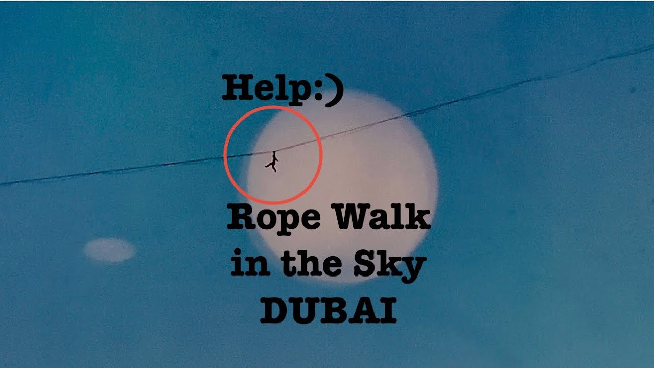 Man walking on rope between Emirates Towers Dubai | Daredevil | Stunt ...