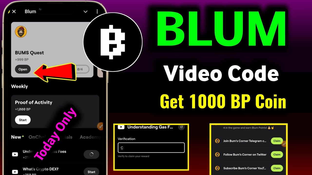 Blum BUMBS Quest , Understanding Gas Fees | What's Crypto DEX? Video Code | Blum All Task ...