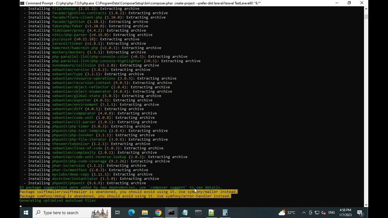 Part 11 of how to create Laravel project : Attempt to run create-project again after set setting ...