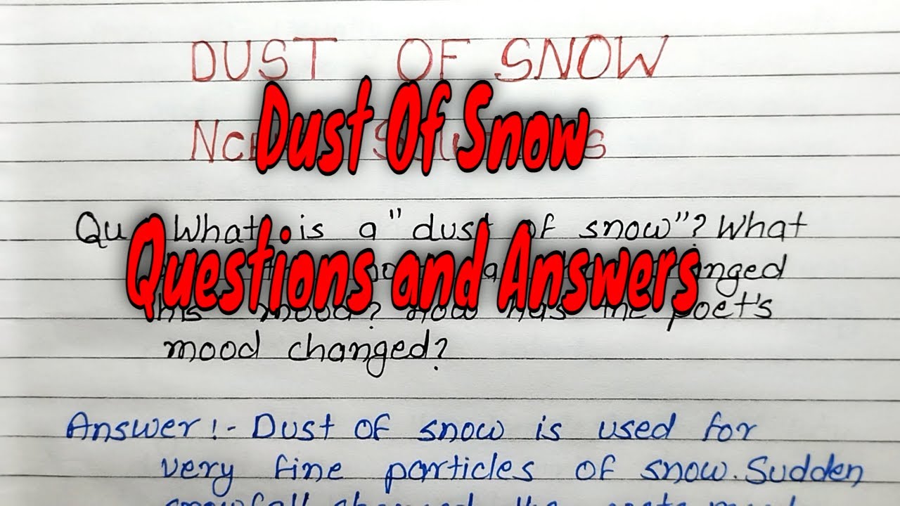 Dust Of Snow Class 10 Questions And Answers YouTube
