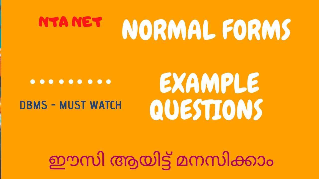 NORMALIZATION EXAMPLE QUESTIONS|MUST WATCH|MALAYALAM EXPLANATION - YouTube