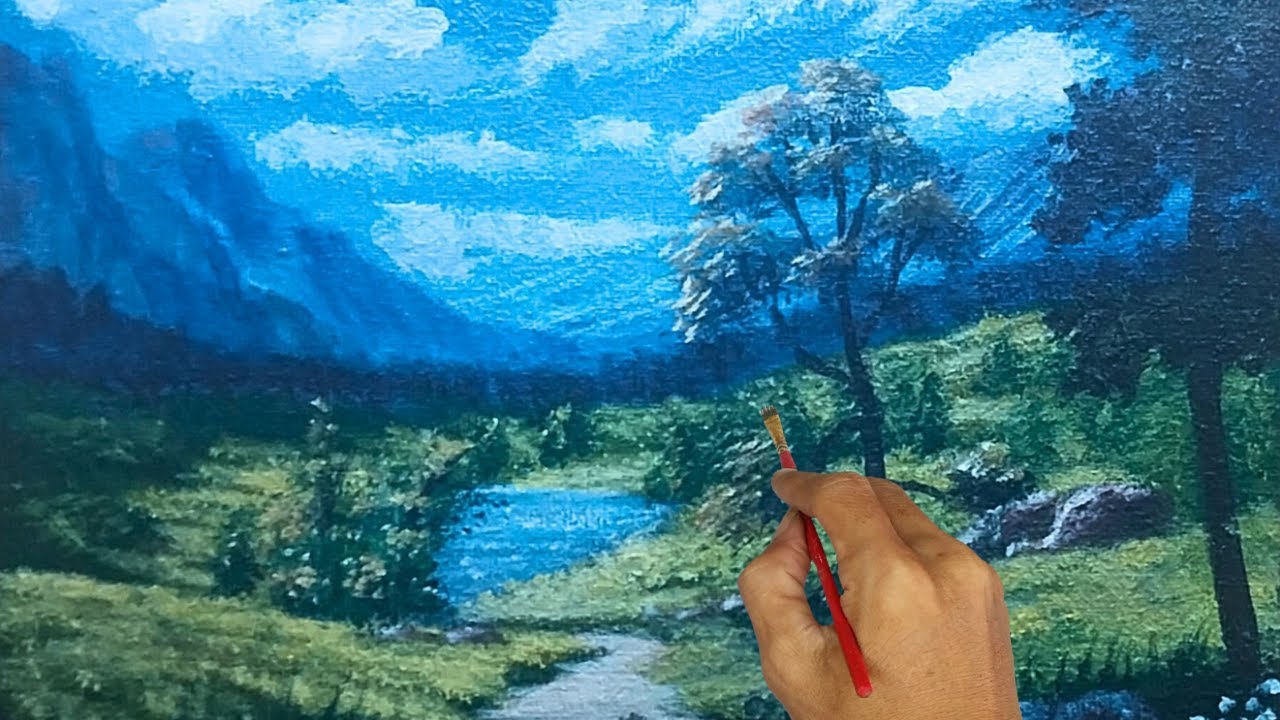 Beatyful Landscape Acrylic Painting MASTERS Beginners-Landscape Art Painter - YouTube