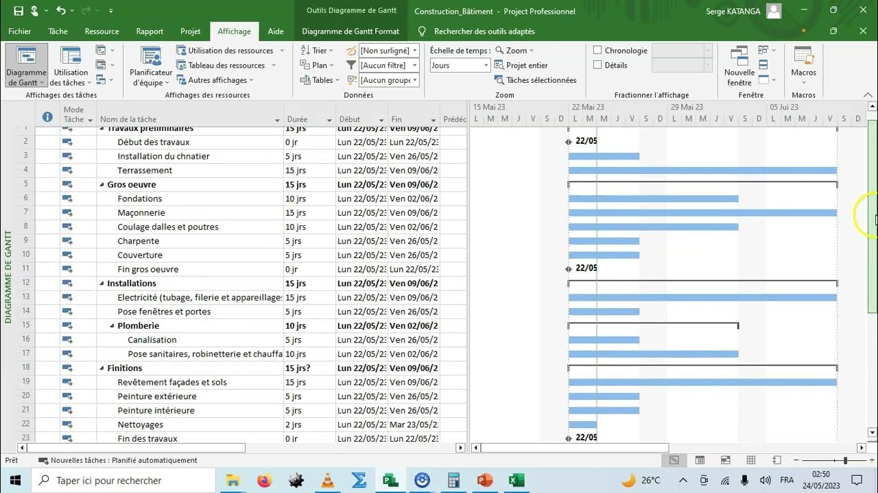[Microsoft Project] Leçon 4 : Organisation des tâches (Partie 2) - YouTube