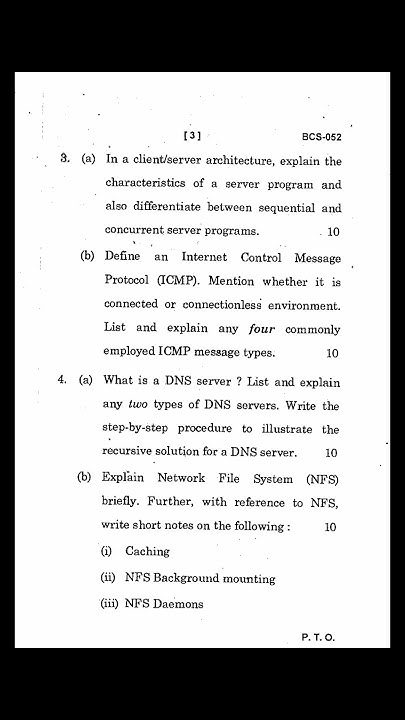 #Shorts BCS-052 JUNE 2020 Question Paper (Network Programming and Administration) - YouTube
