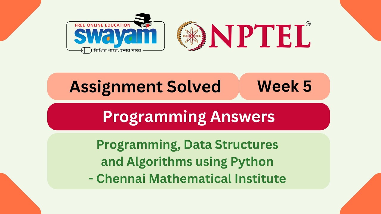 Programming, Data Structures And Algorithms Using Python Week 5 ...