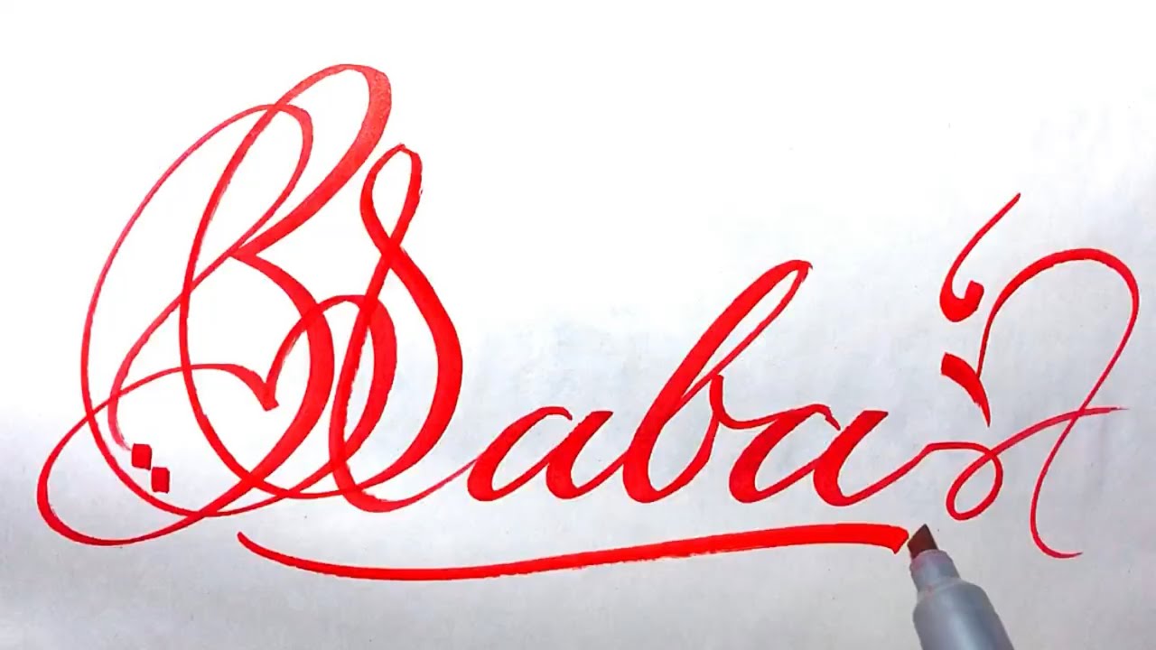 Saba Name Signature Calligraphy Status | How to Cursive write with cut ...