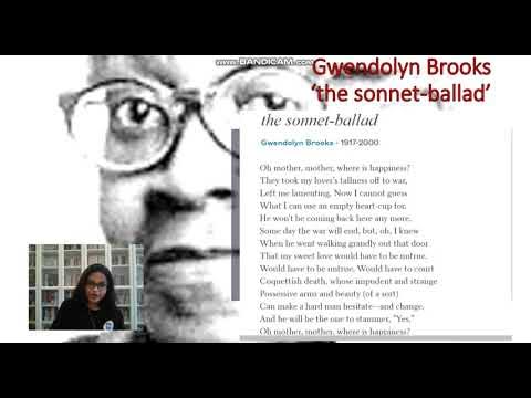 Poetry: Gwendolyn Brooks 'the sonnet ballad' - YouTube