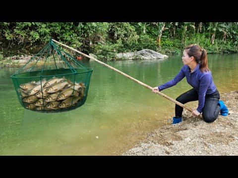 Full video 35 days Ana made all kinds of fish traps to catch fish and caught a big batch of fish.