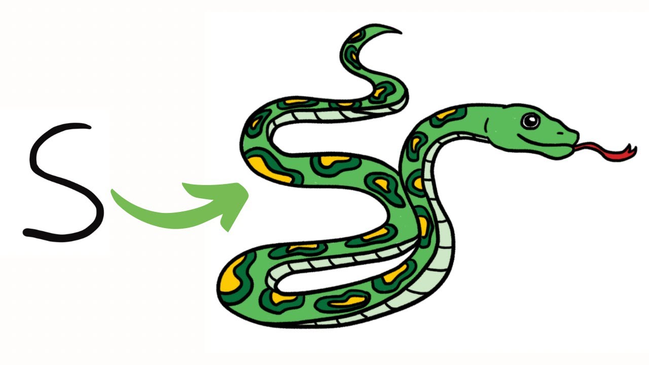 Slithery Fun! Draw a Snake from the Letter S - Easy Tutorial for Kids ...