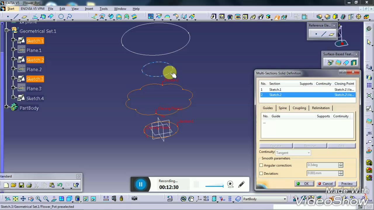 CATIA Multisection solid command Tutorial... - YouTube