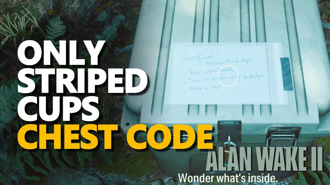 Only Striped Cups Chest Code Cult Stash Alan Wake 2 - YouTube
