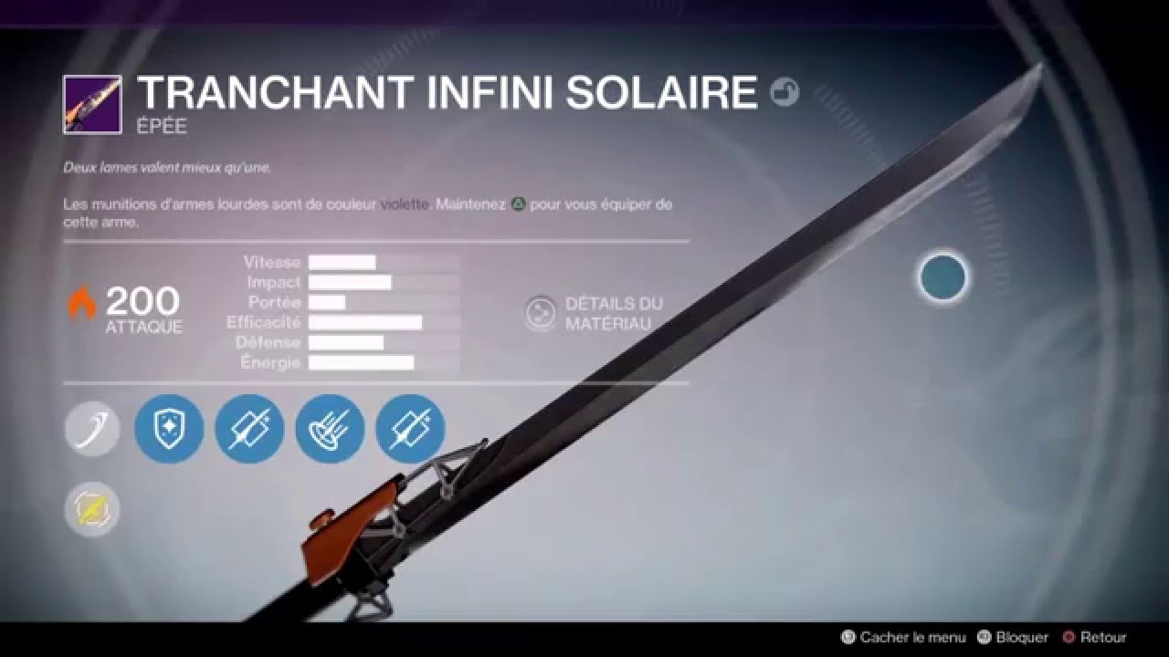 Destiny Loot Sword Solar Infinite Edge-Presentation Epee tranchant ...