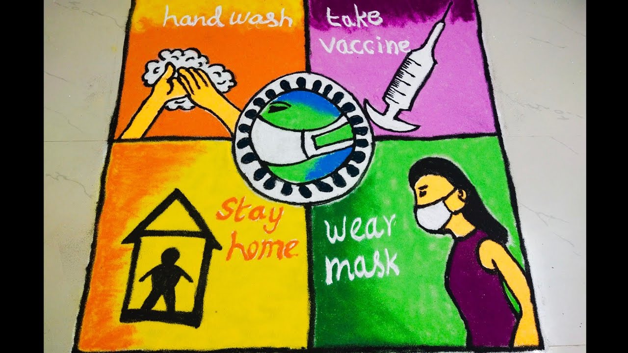 theme rangoli | corona rangoli | rangoli design | #rangoli # ...