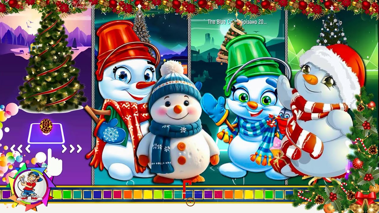 ⛄Snowmen's New Year's show with a magical ball. Music games: Tiles Hop ...