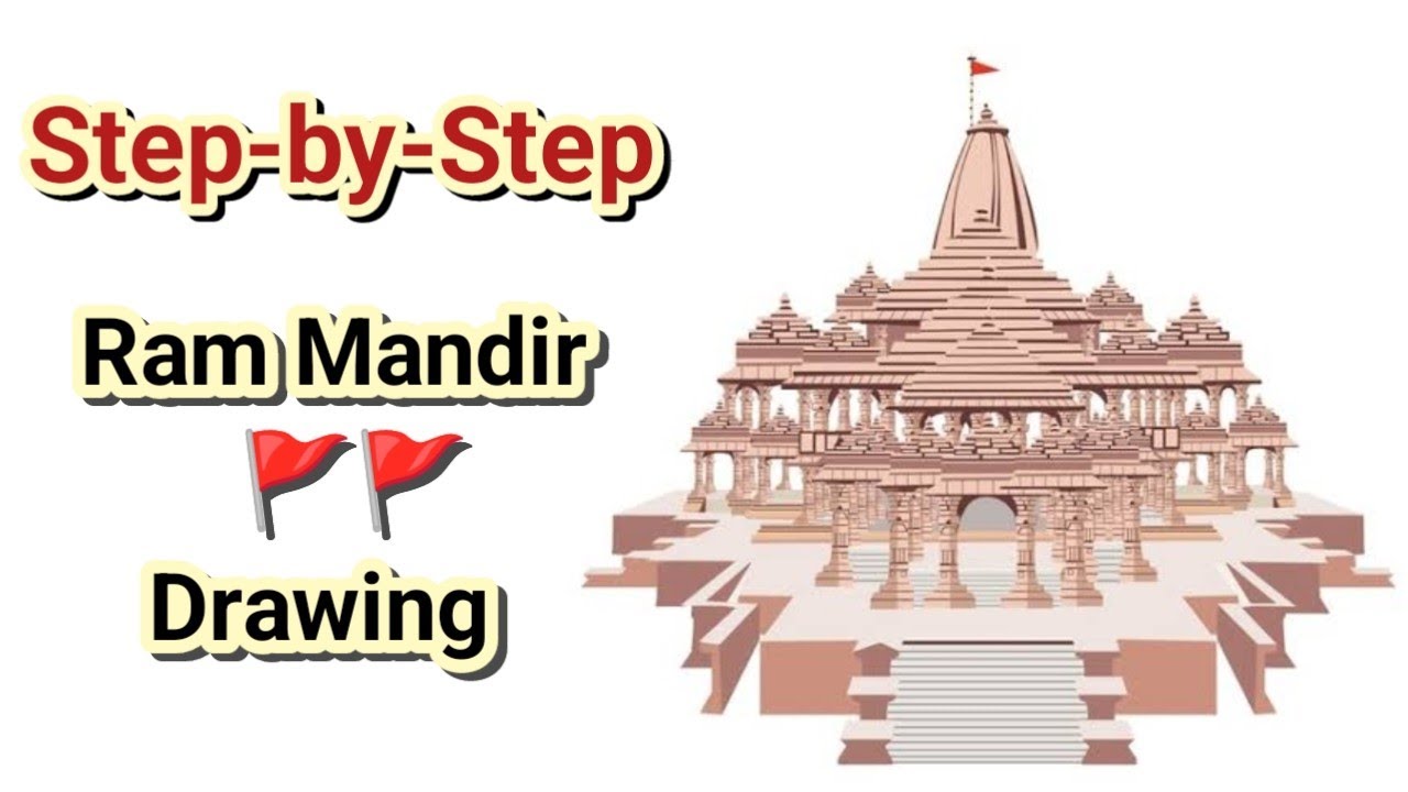 Ram Mandir Outline Drawing 🚩🚩 Step by step||how to draw ram mandir||Ram ...