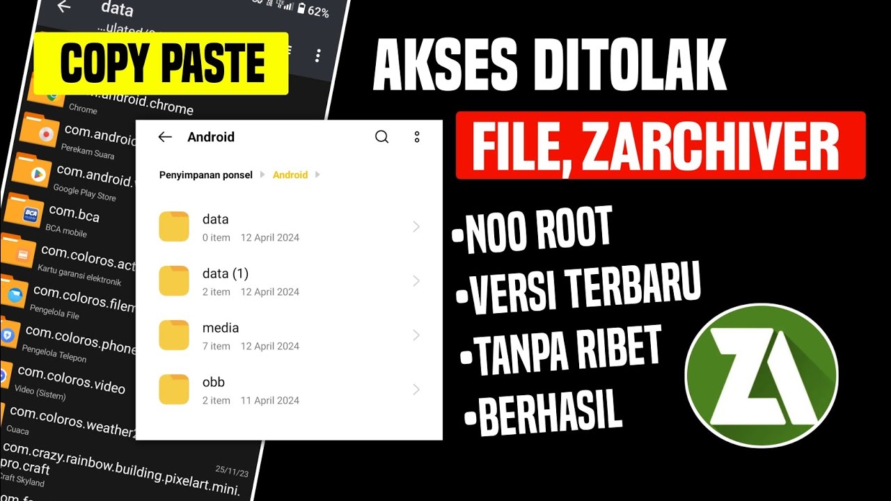 Cara Mengatasi Akses Ditolak Zarchiver,Files Tanpa Root Android 12,13,24 - YouTube