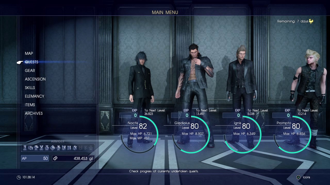 FFXV (Chapter 8) - Almost everything available done - YouTube