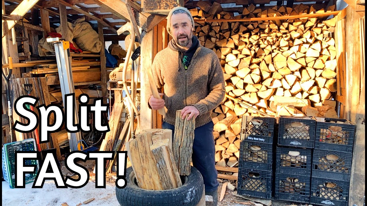 Wood Splitting Trick - SO Much Faster! - YouTube