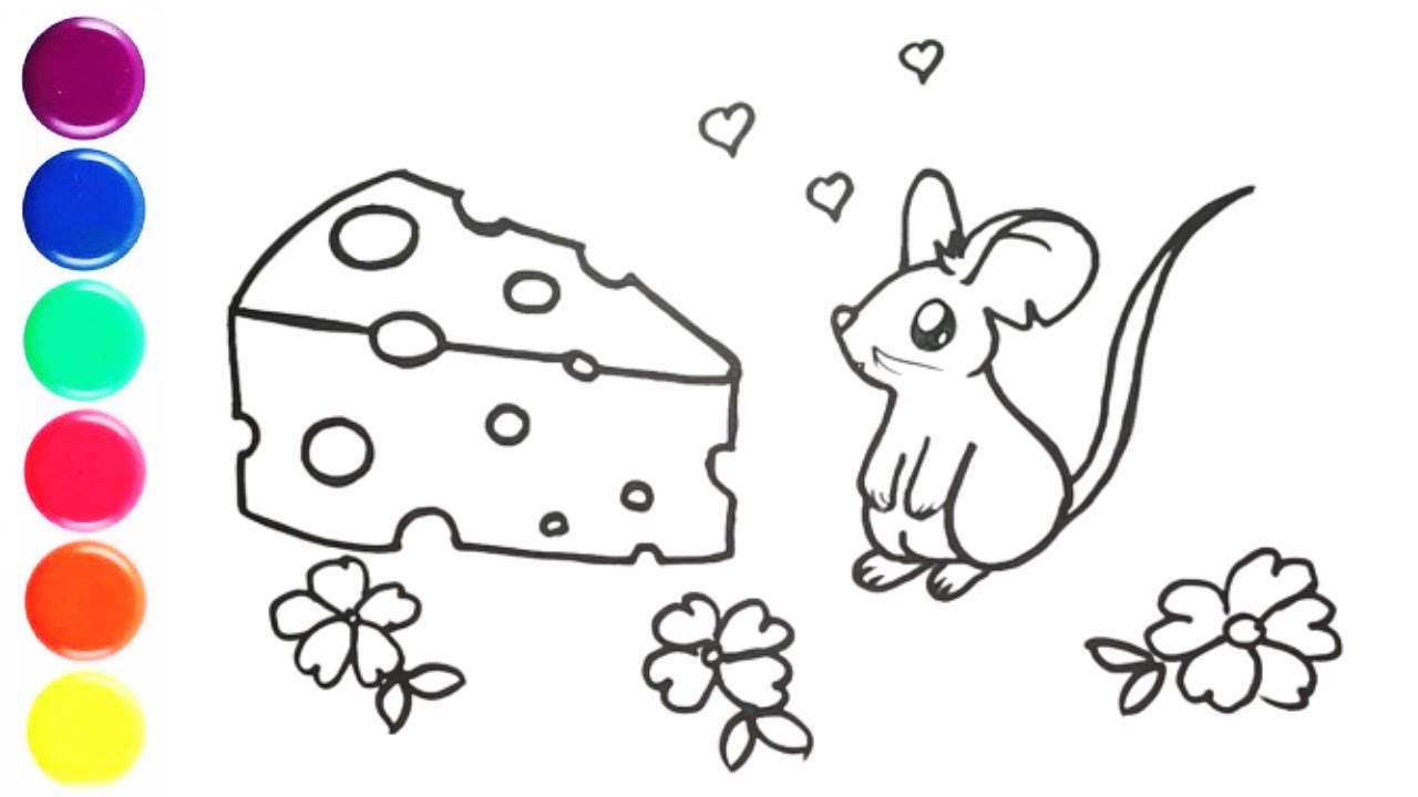 How to draw a cute mouse and a piece of cheese - YouTube