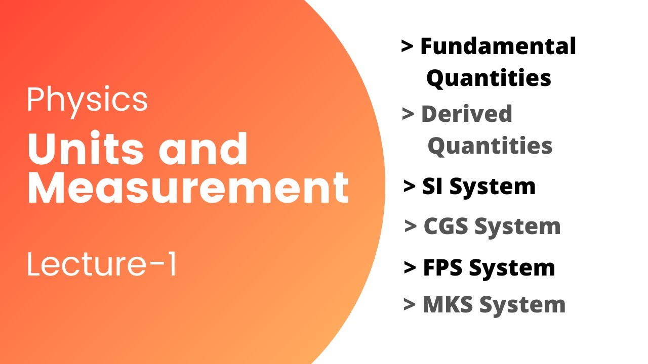 Fundamental Quantities, SI units , CGS, FPS, MKS units | Physics ...