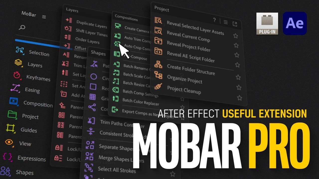 After Effects Useful Extension Mobar Pro Fast Work Speed - YouTube