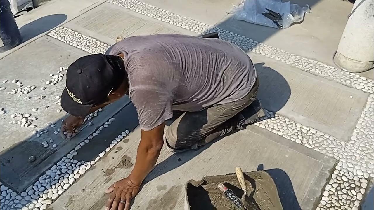 tutorial como colocar piedrita en banqueta paso a paso - YouTube