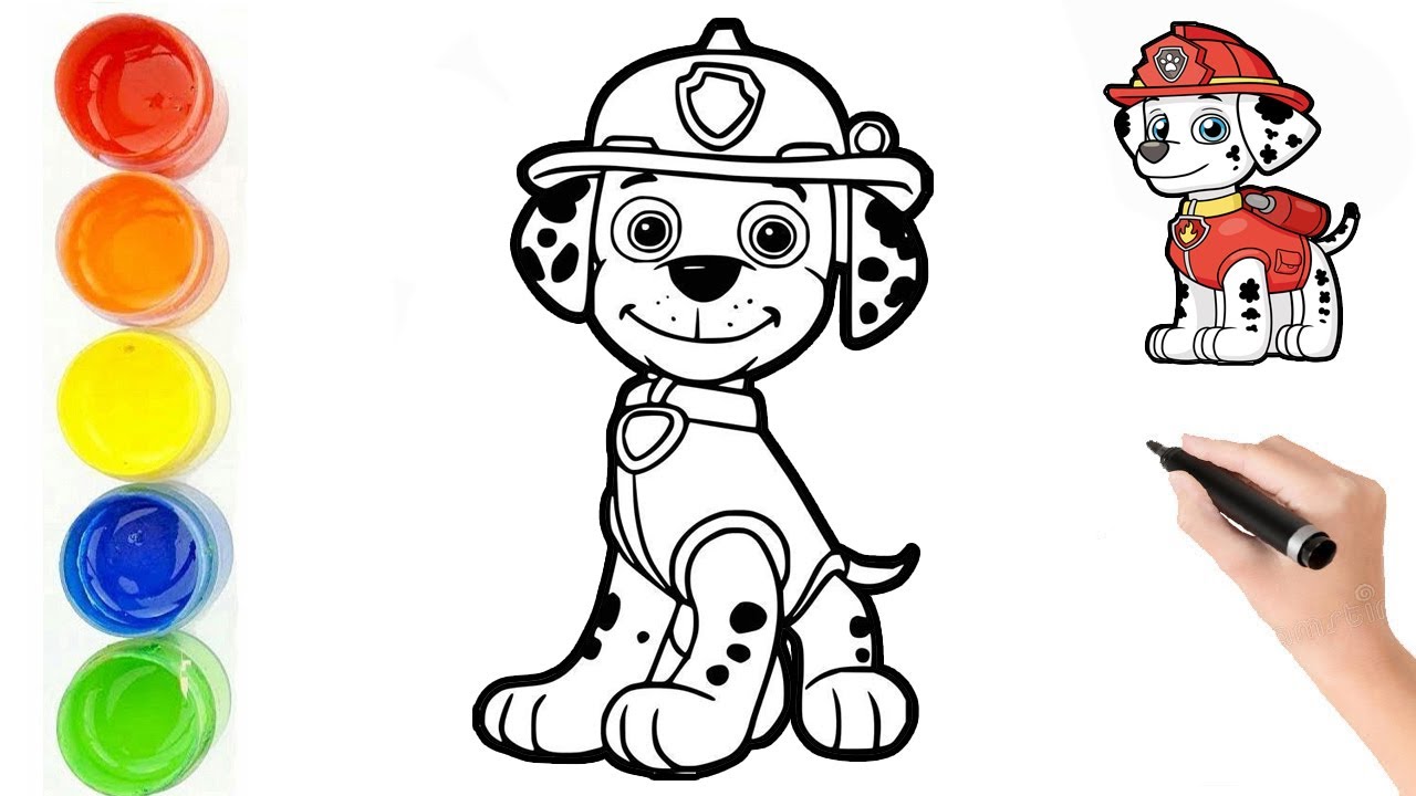How to Draw Marshall From Paw Patrol - Easy Step By Step - YouTube