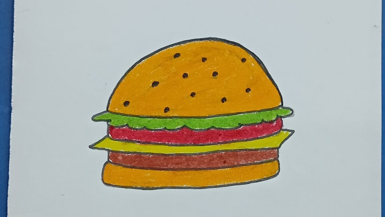 how to draw a easy barger step by step 🍔🥪 ️#art #drawing #viralvideo # ...