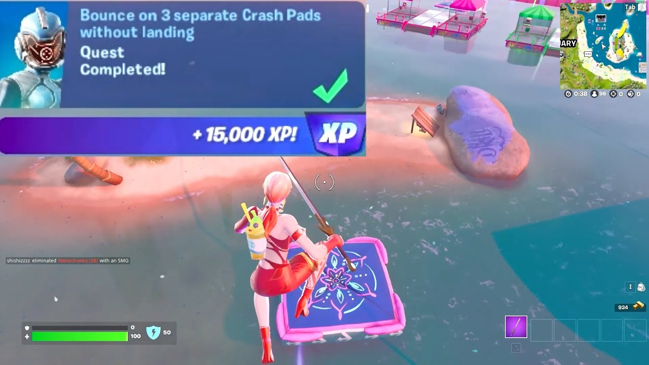 Bounce on 3 Separate Crash Pads Without Landing Fortnite - YouTube