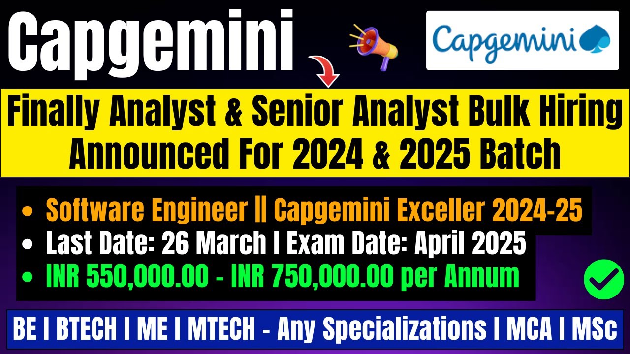 Finally Capgemini Analyst & Senior Analyst Superset OFF Campus Mass ...