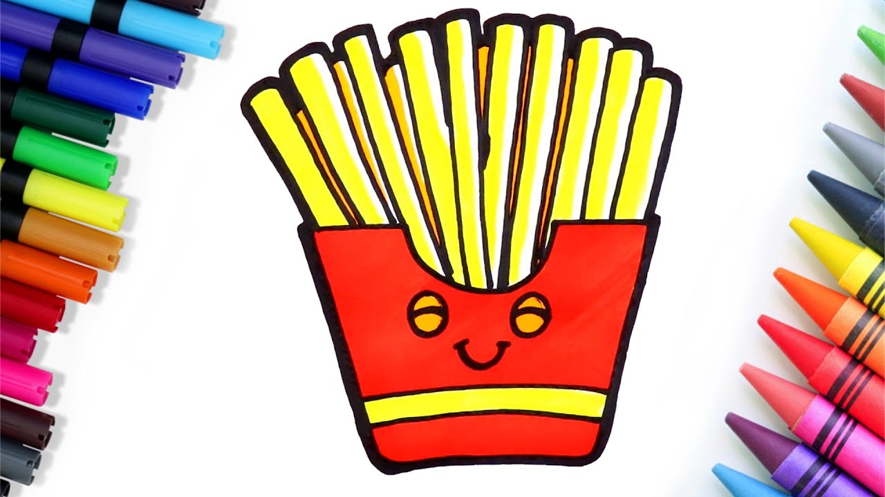 Cara Menggambar Dan Mewarnai Kentang Goreng 🍟 Video Belajar Anak-Anak ...