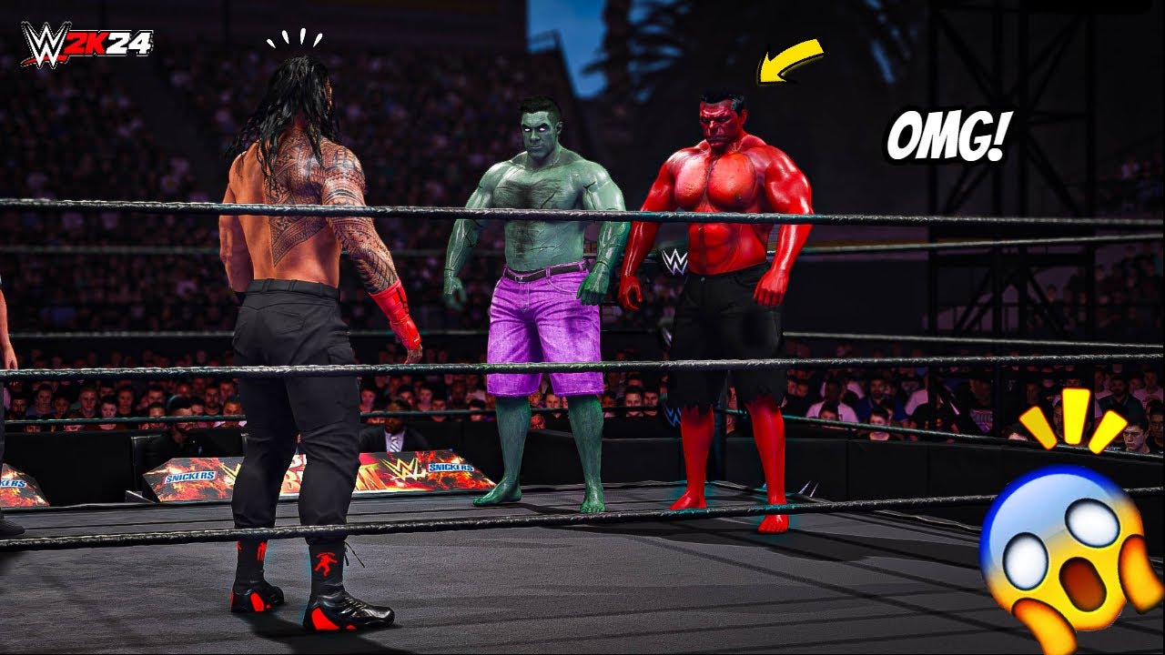 OTC Roman Reigns VS RED HULK & GREEN HULK - YouTube