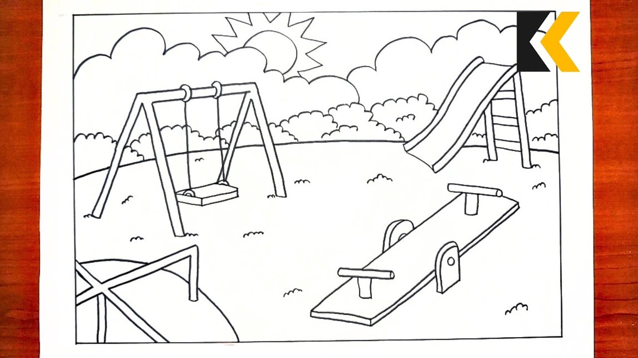 How To Draw Playground | Draw Step-by-step Easily - YouTube