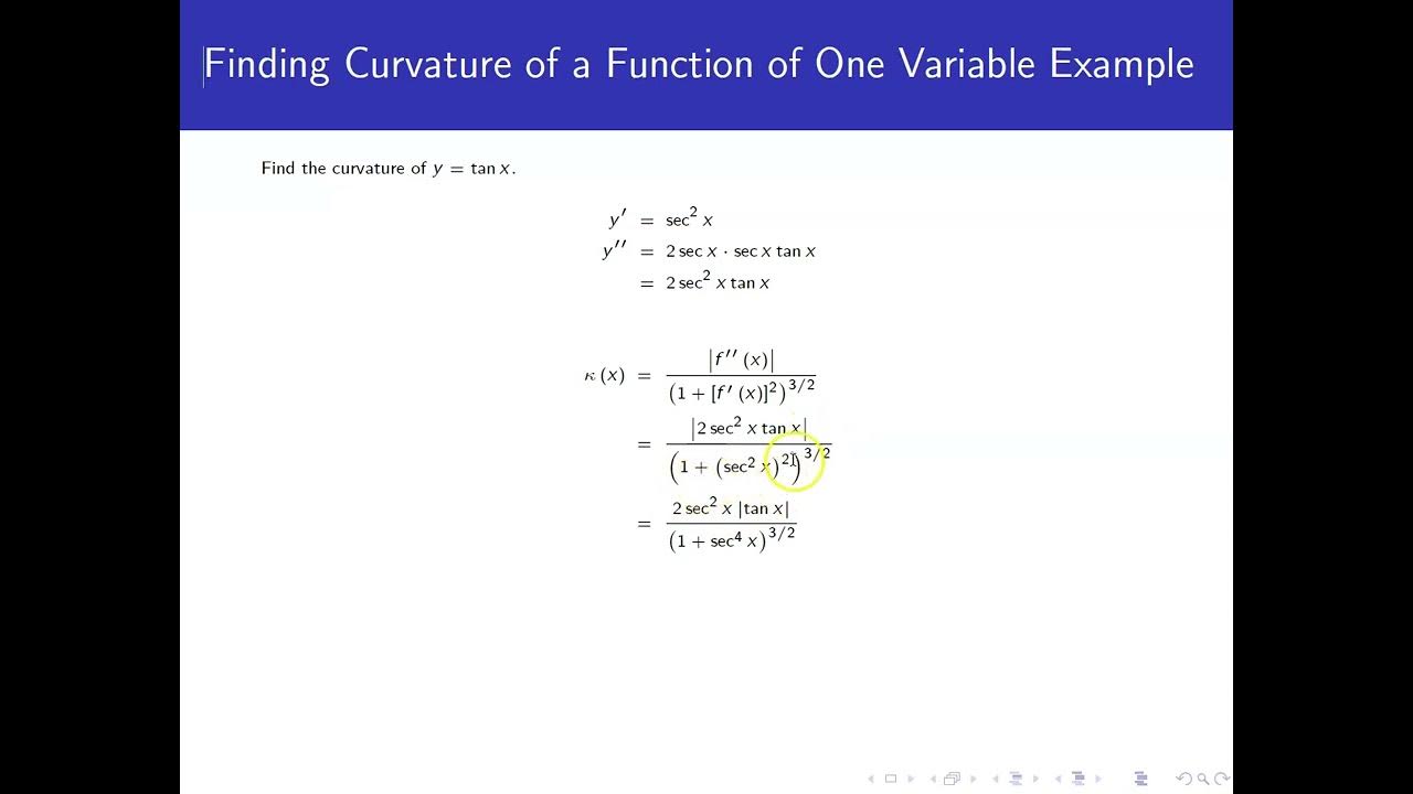 Finding Curvature of a Function of One Variable Example - YouTube