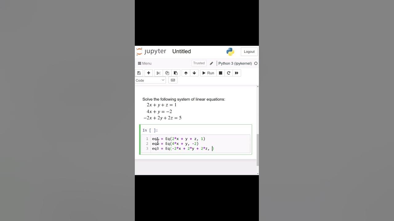 Solving System Of Linear Equations Using Python Python Shortvideo