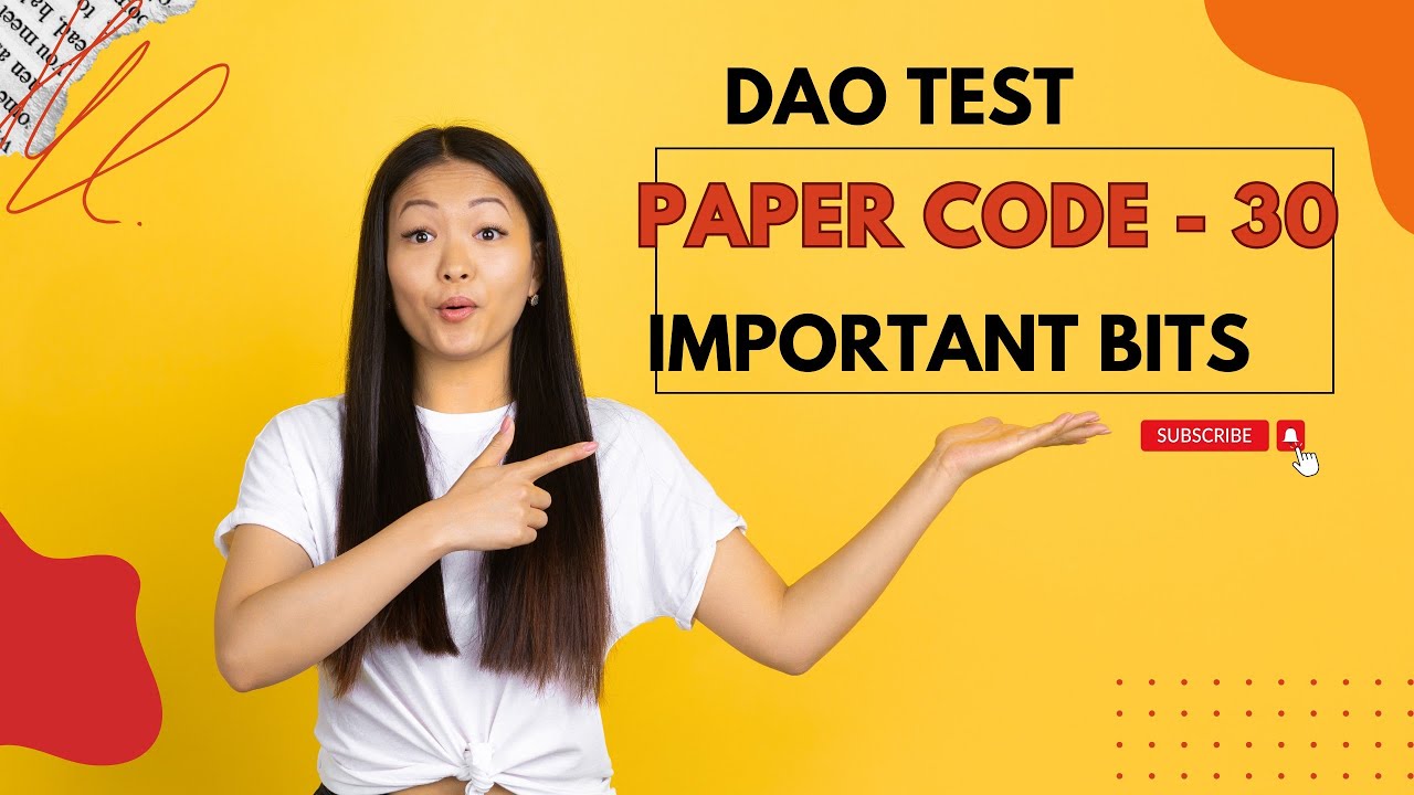 Paper code 30. Paper -1, DAO TEST - YouTube