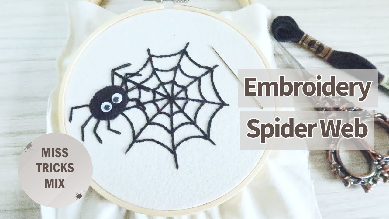 DIY: Easy Spider Web Embroidery Design | Embroidery Craft | Halloween ...