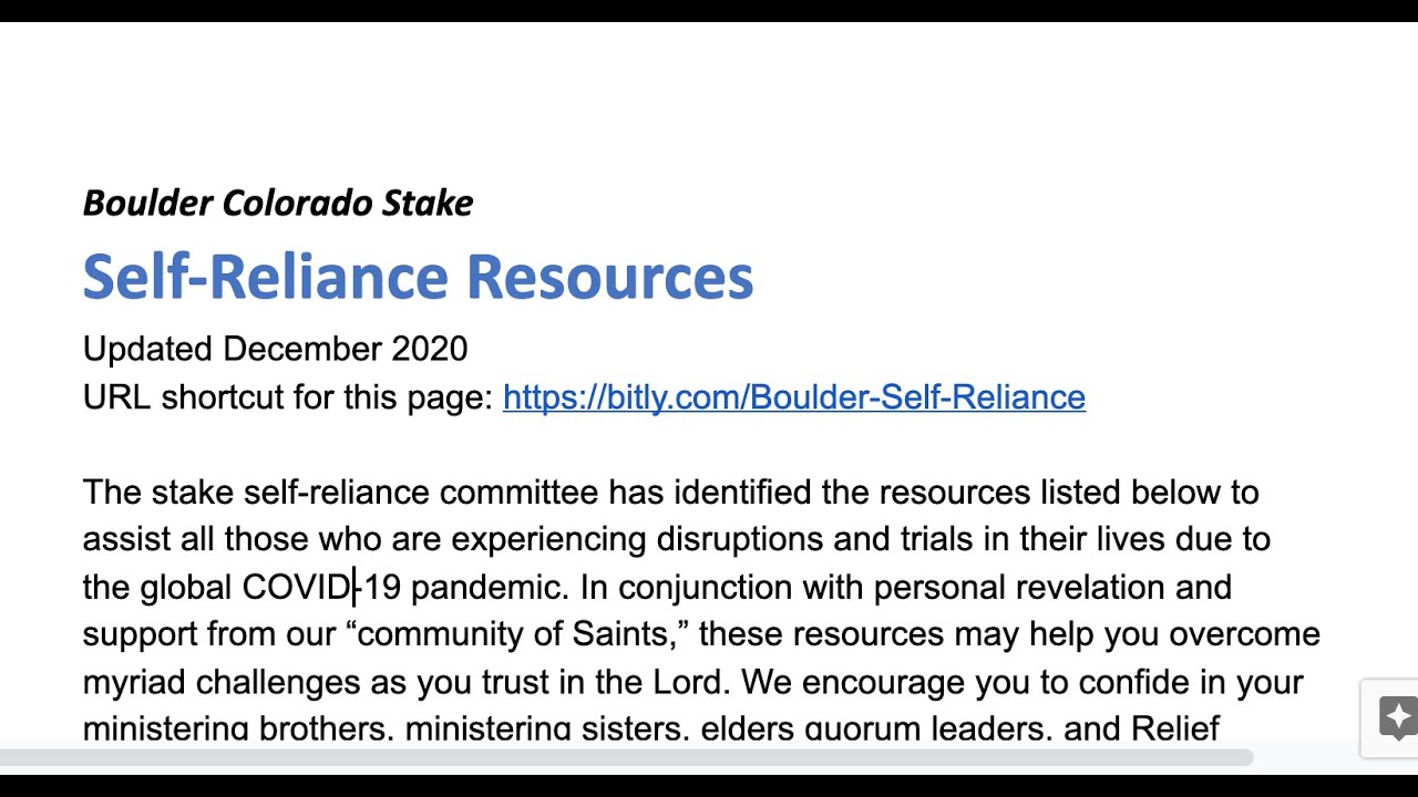 Boulder Stake Employment Resources - YouTube
