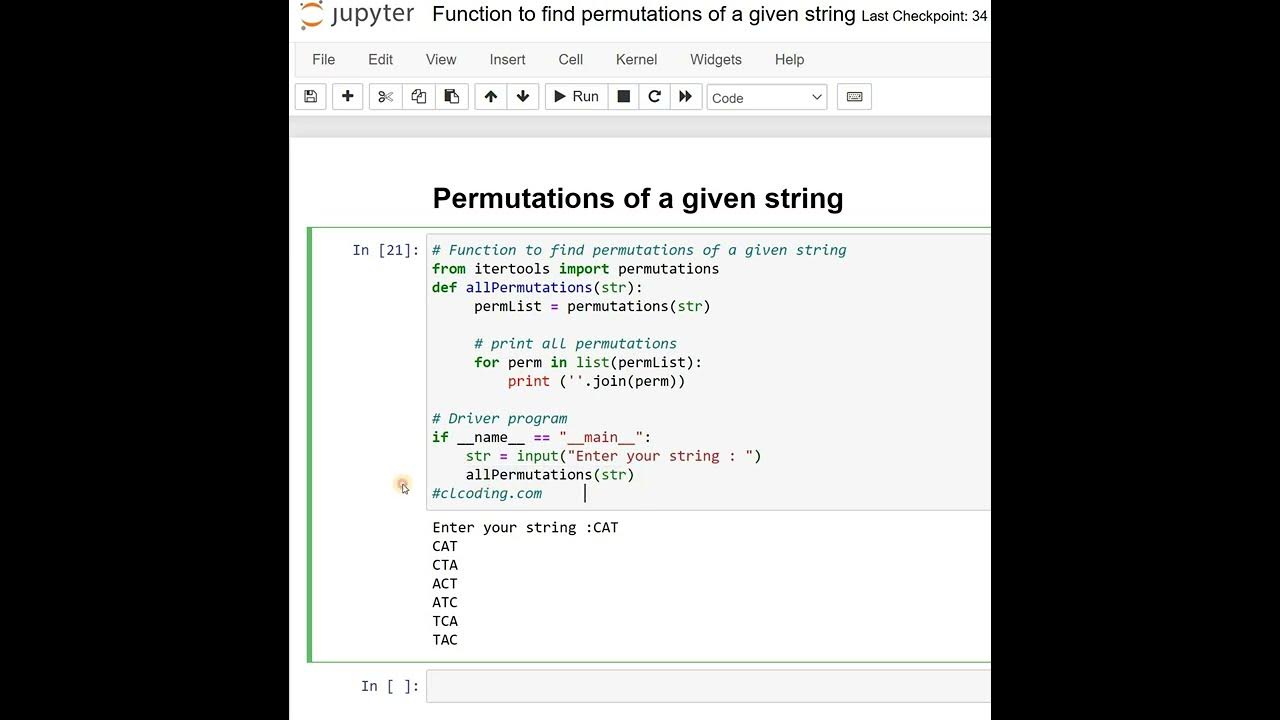 Day 69 Function To Find Permutations Of A Given String Youtube