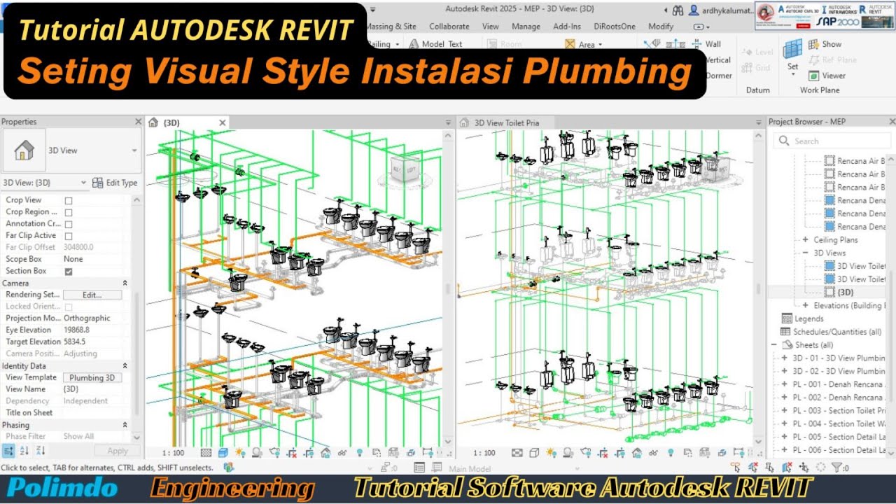 Tutorial Autodesk REVIT -Seting Visual Style Instalasi Pipa - YouTube