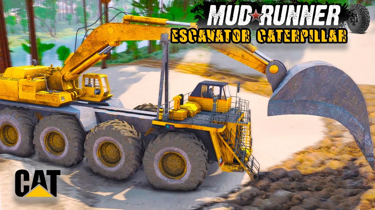 Escavator Caterpillar Sangat Besar Melintasi Pantai - Mudrunner - YouTube
